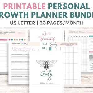 Printable Personal Growth Planner & Workbook Bundle, Self Care Planner ...