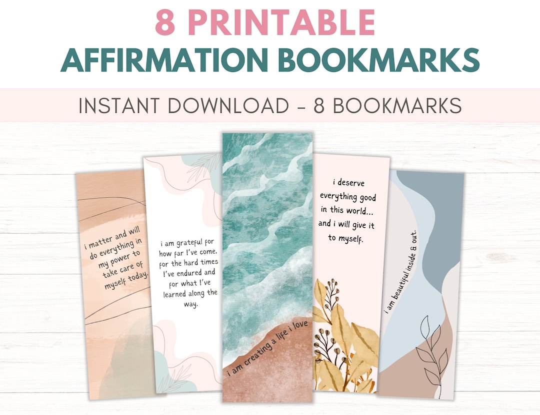 Printable Bookmarks, Affirmation Bookmarks, Boho Bookmark, Motivational ...