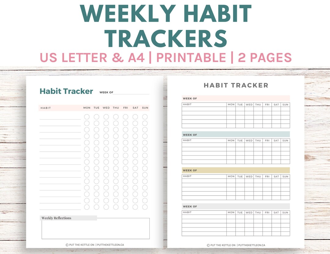 Daily and Weekly Habit Tracker Printable | Habit Tracker Template ...