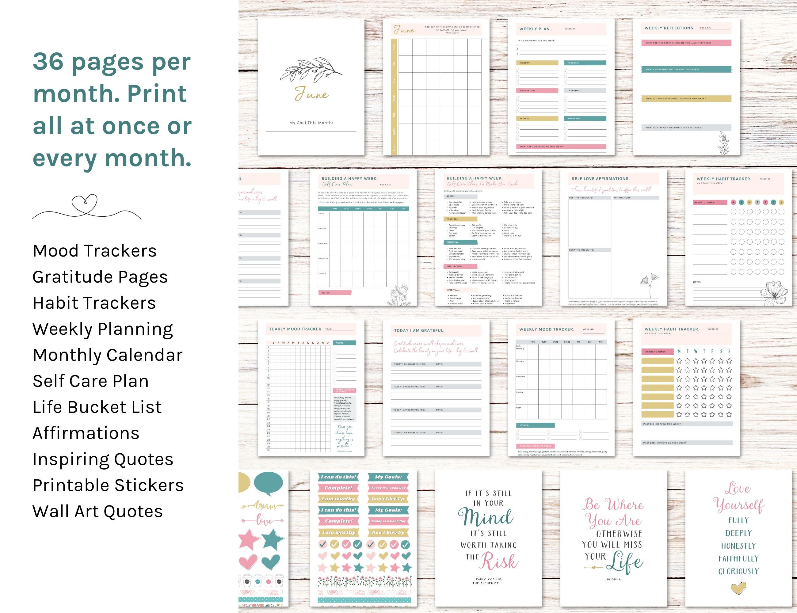 Printable Personal Growth Planner & Workbook Bundle, Self Care Planner ...
