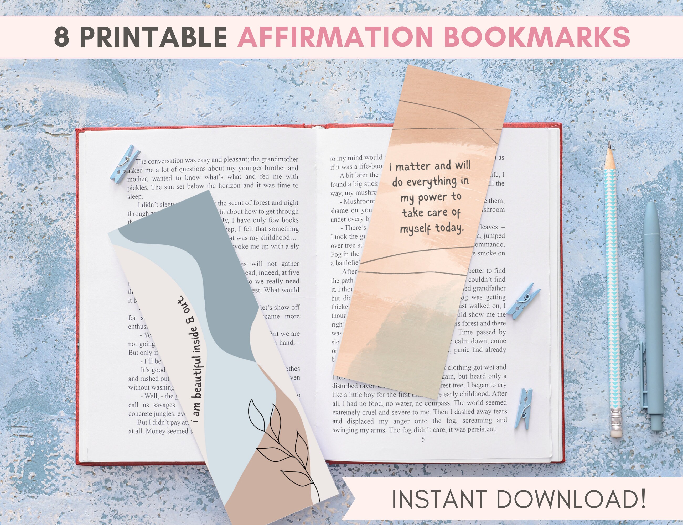 Printable Bookmarks, Affirmation Bookmarks, Boho Bookmark, Motivational ...