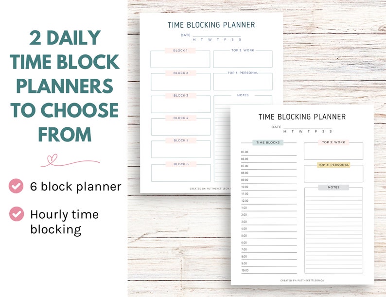 Printable Time Blocking Planner, Daily Time Tracking, Time Box, Instant ...