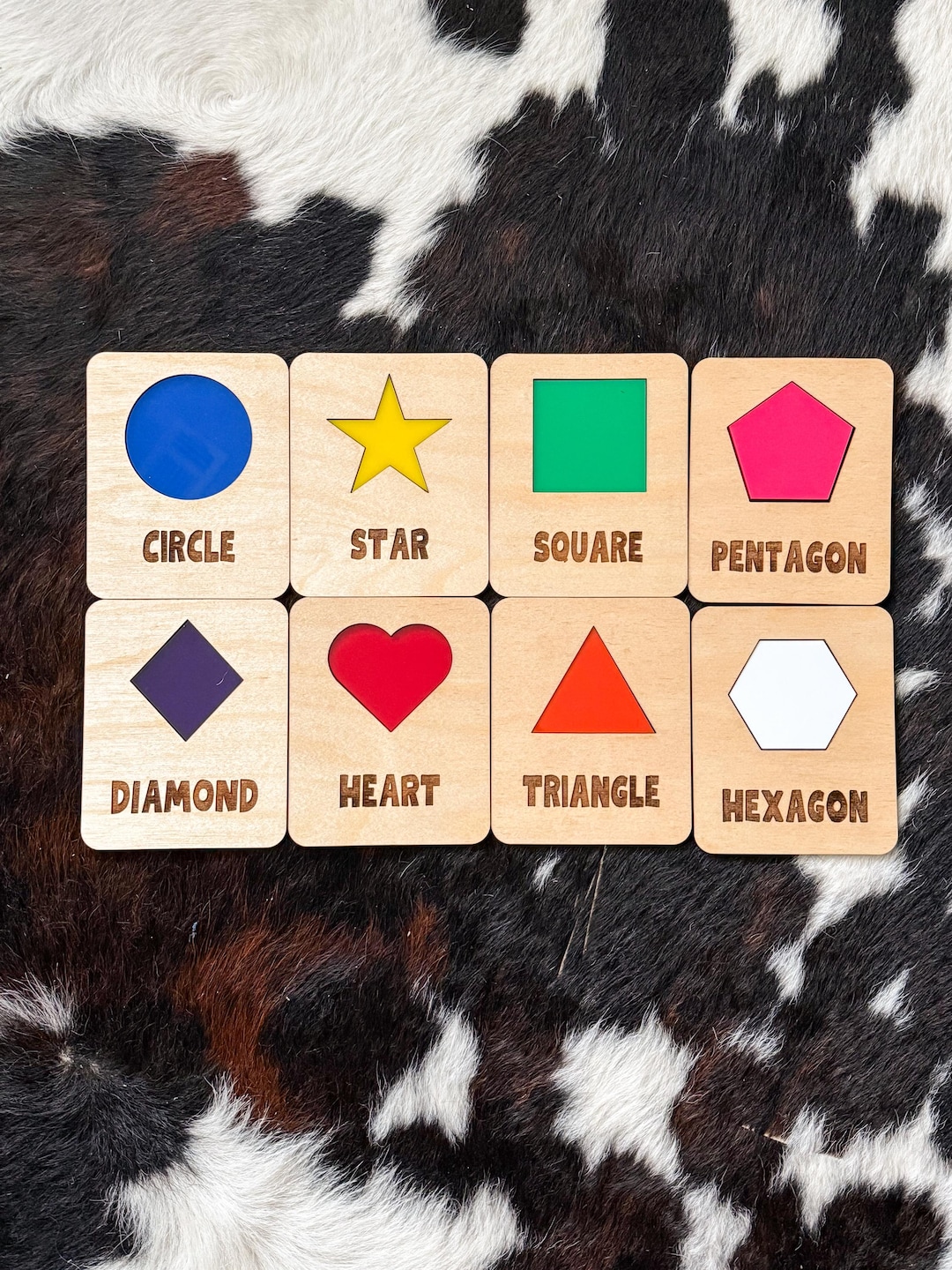 Montessori Acrylic Shape & Color Matching Board (8‑piece Set), Double ...