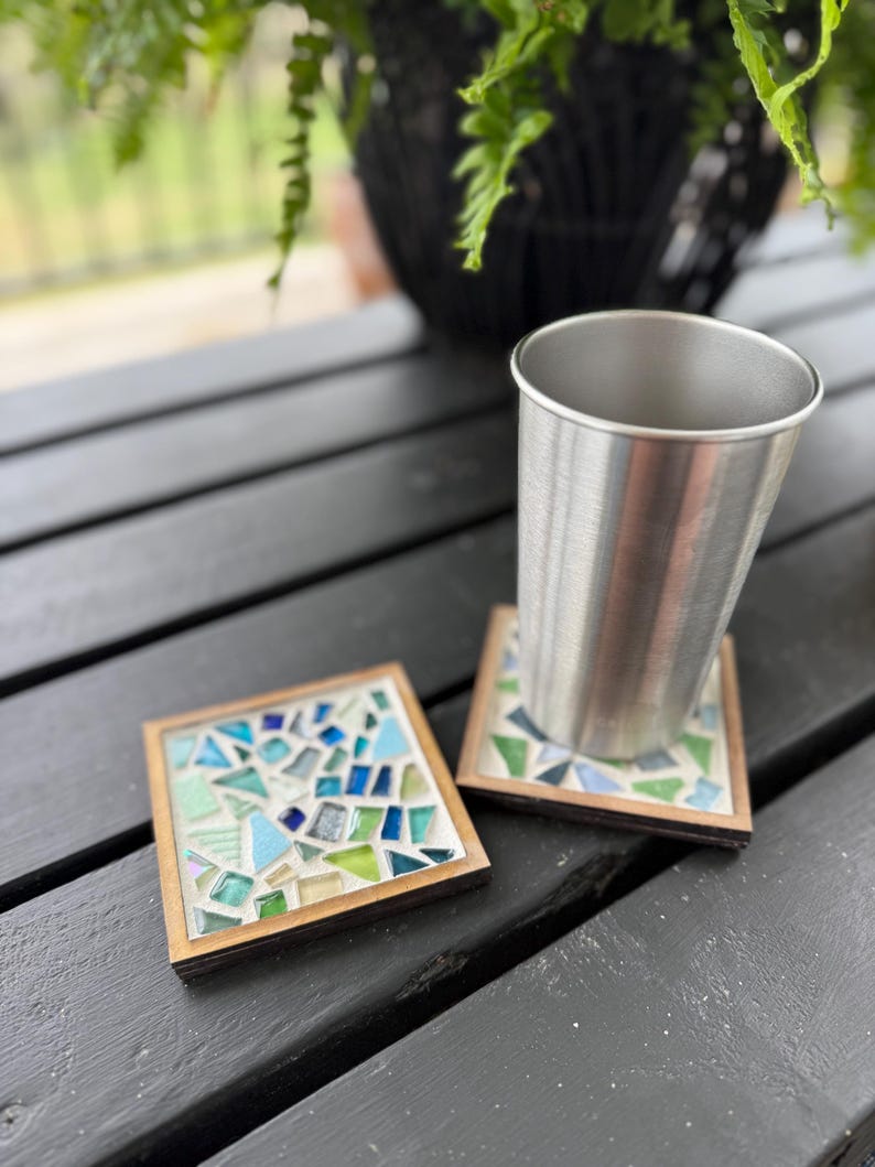 Handmade Mosaic Tile Coasters, Colorful Tabletop Decor - Etsy