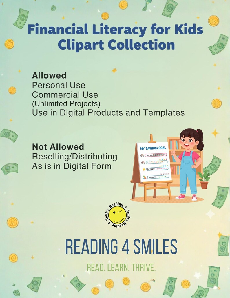 Financial Literacy Clipart + Icon Pack for Kids | 65 Pngs | Diverse ...