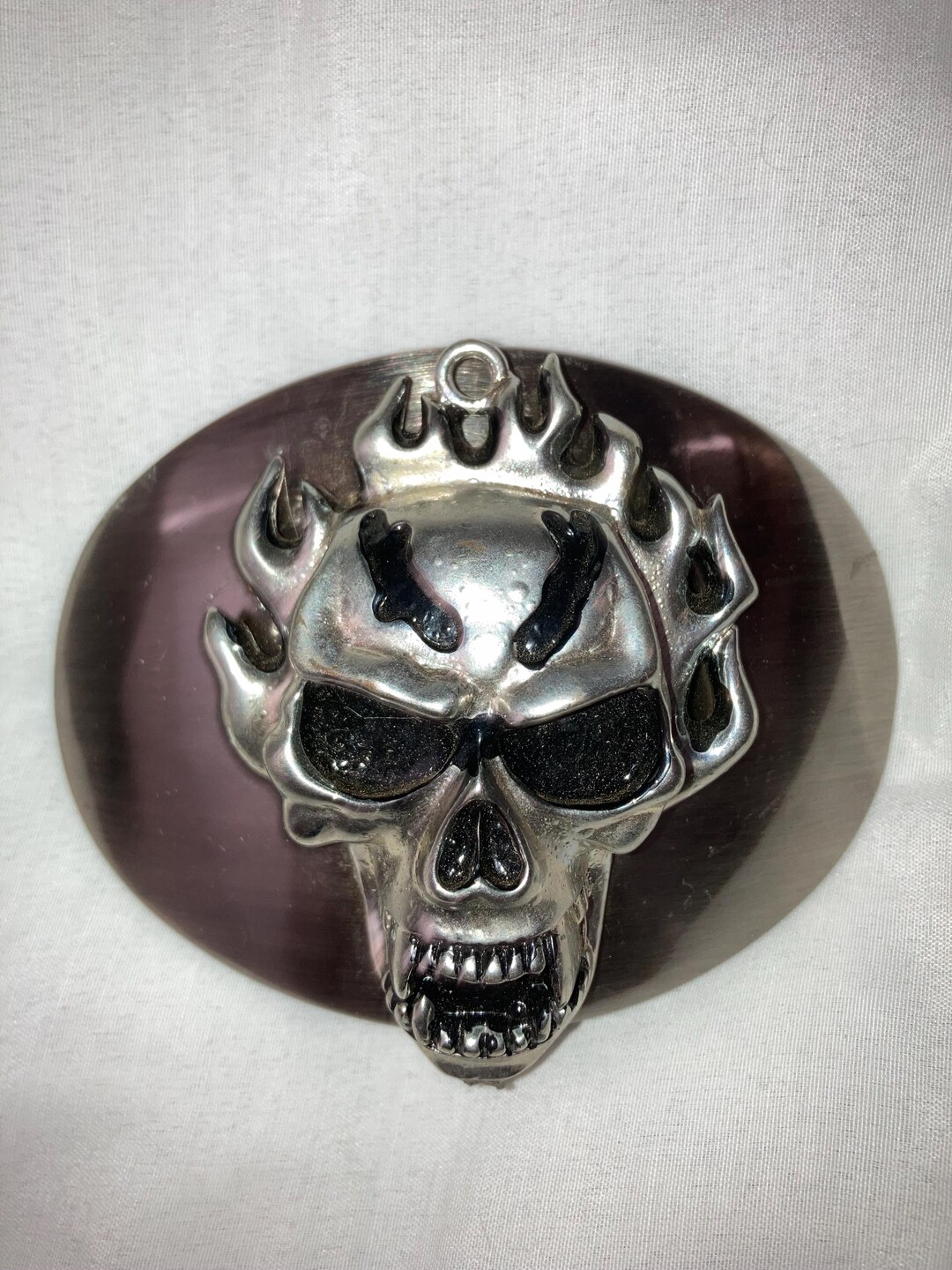 Chrome Skull Belt Buckle, Flaming Skull Buckle, Silver Skull Buckle - Etsy