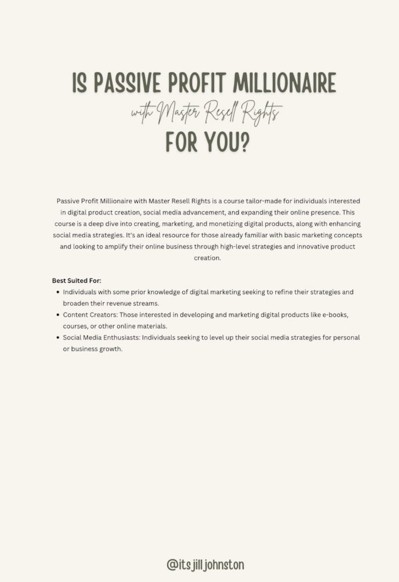 Passive Profit Millionaire Digital Marketing Course - Etsy