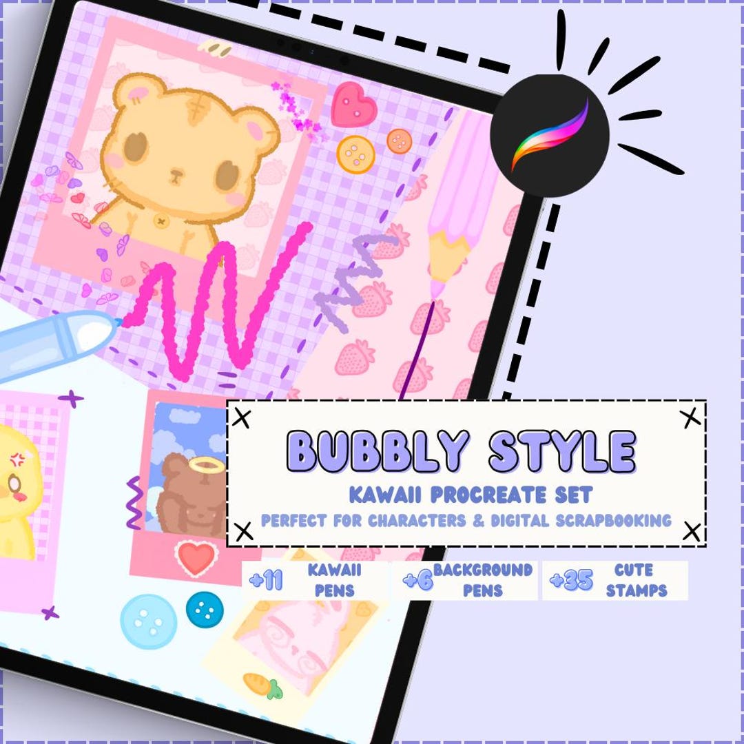 Procreate Pen Set, Kawaii Drawing Pen, Fuzzy/ Bubbly Scrapbook Pens - Etsy