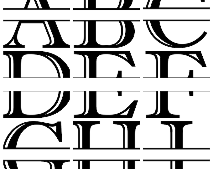 Full Alphabet Letter Split Monograms Digital File With SVG and PNG File ...
