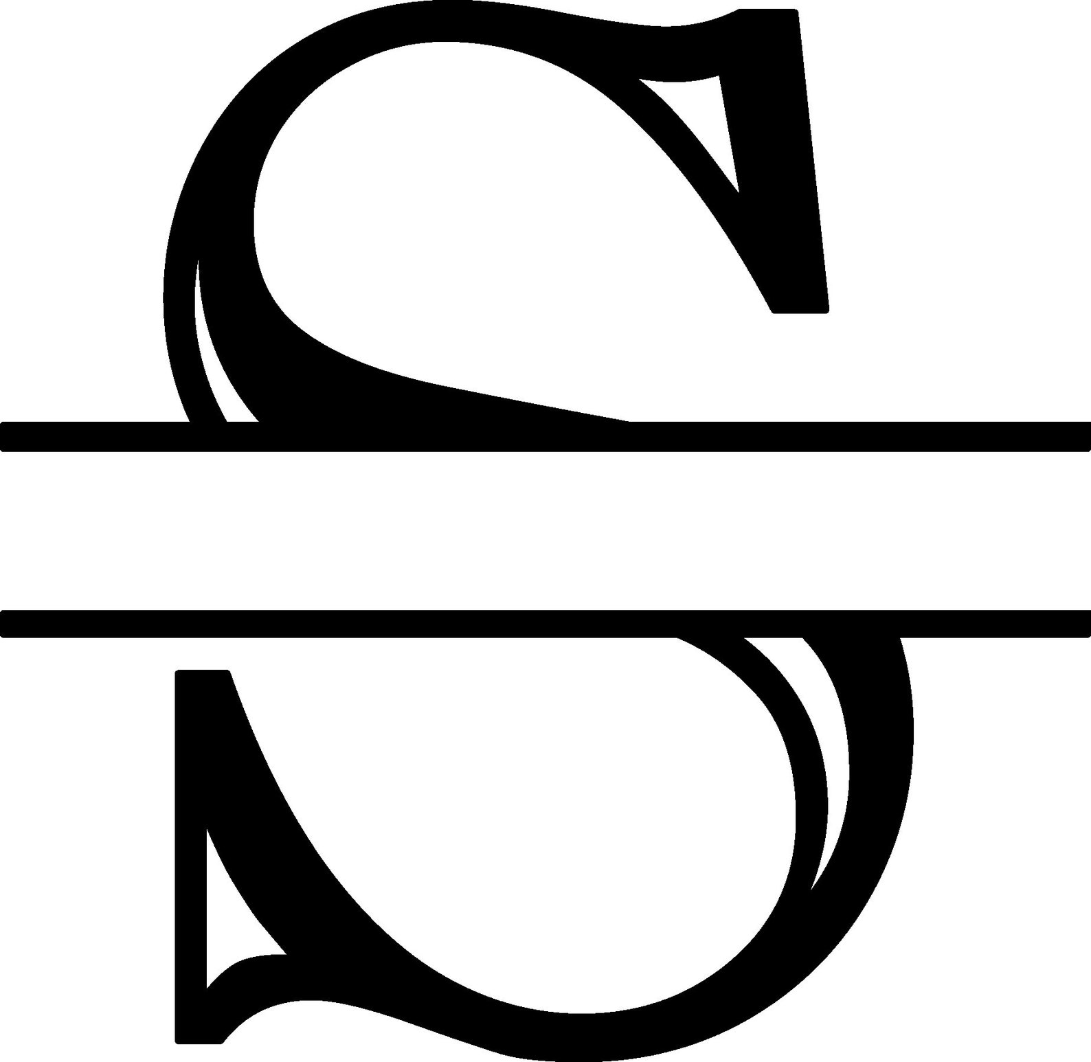 S Letter Split Monogram - Digital File With SVG and PNG File - Etsy
