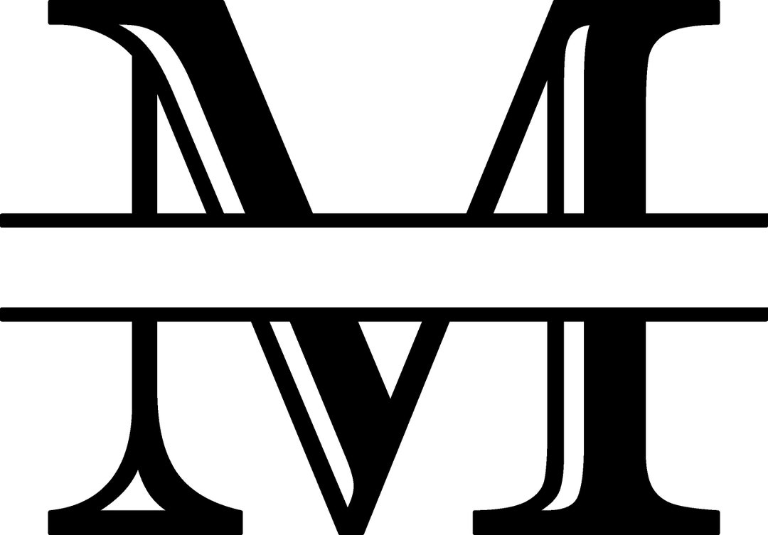M Letter Split Monogram Digital File With Svg And Png File Etsy
