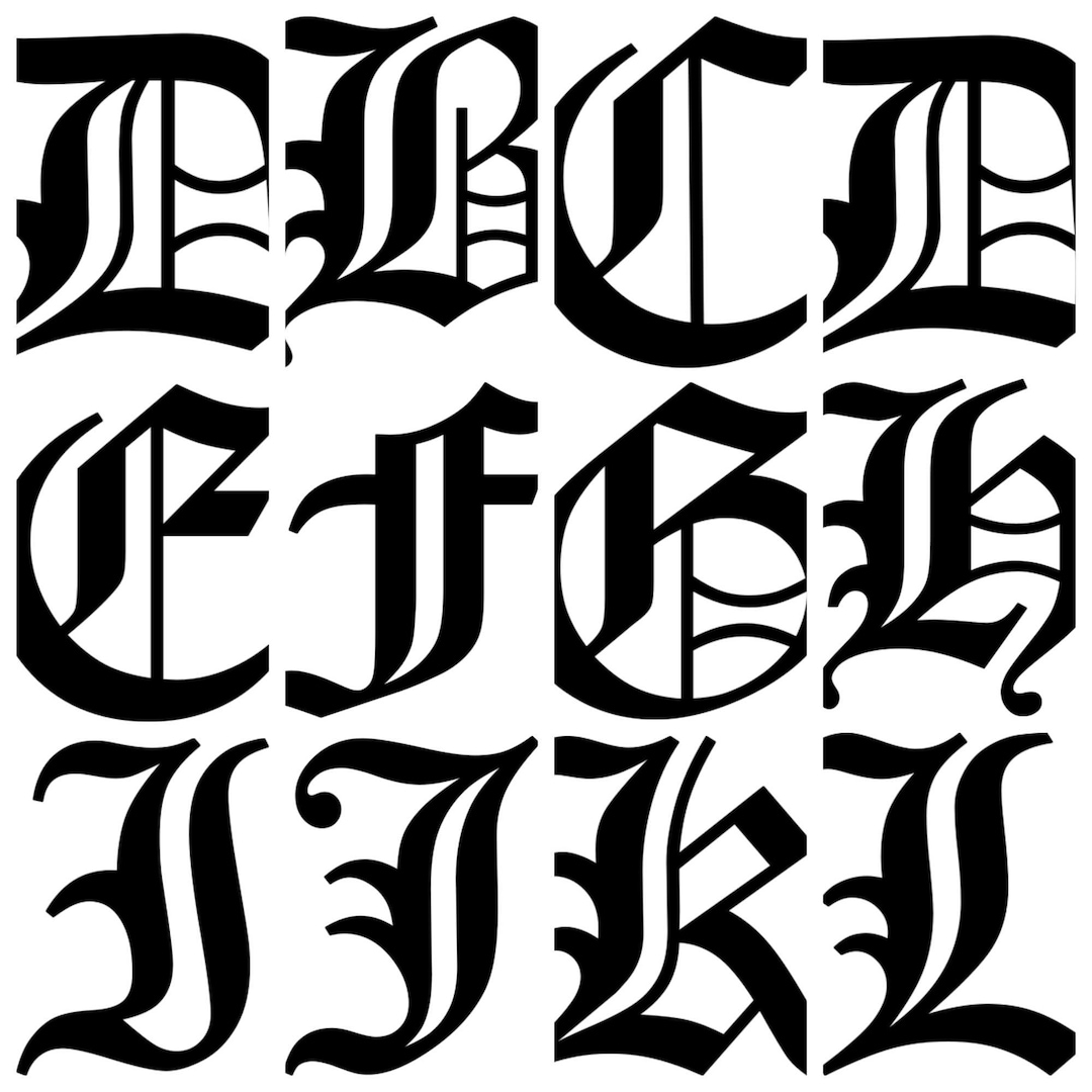 Old English Font All Letters and Numbers - Digital File With SVG and ...