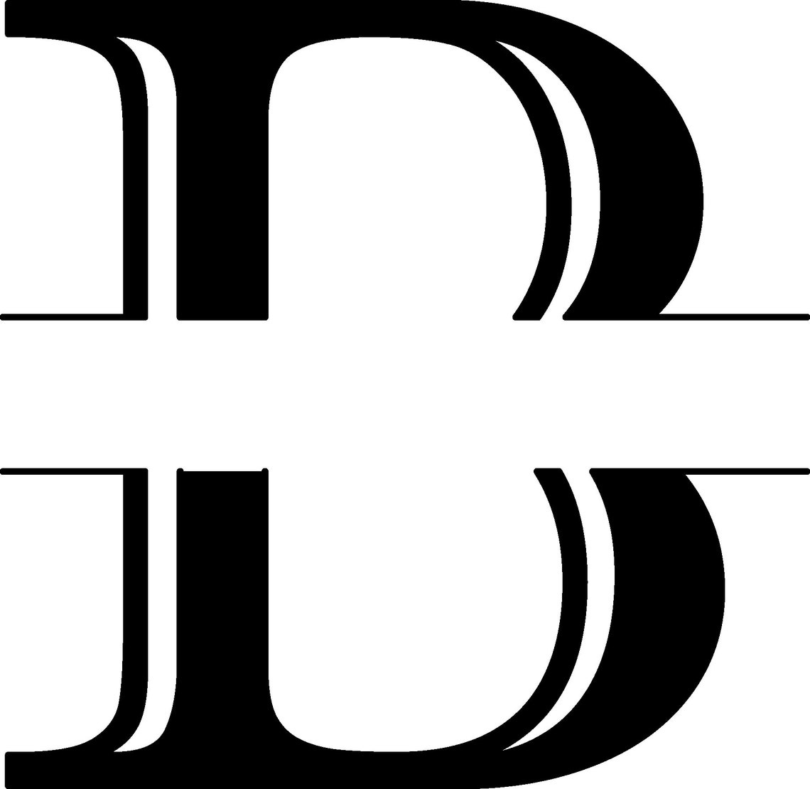 B Letter Split Monogram - Digital File With SVG and PNG File - Etsy