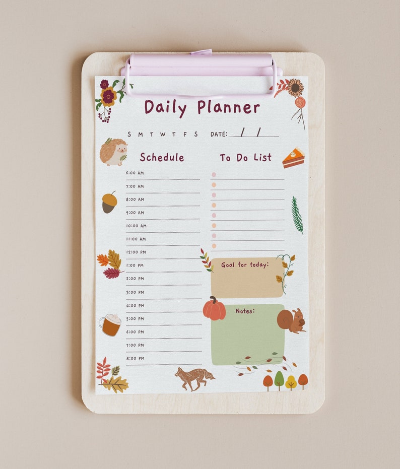 Simple Daily to Do List, Fall Themed, Instant Download PDF Planner ...