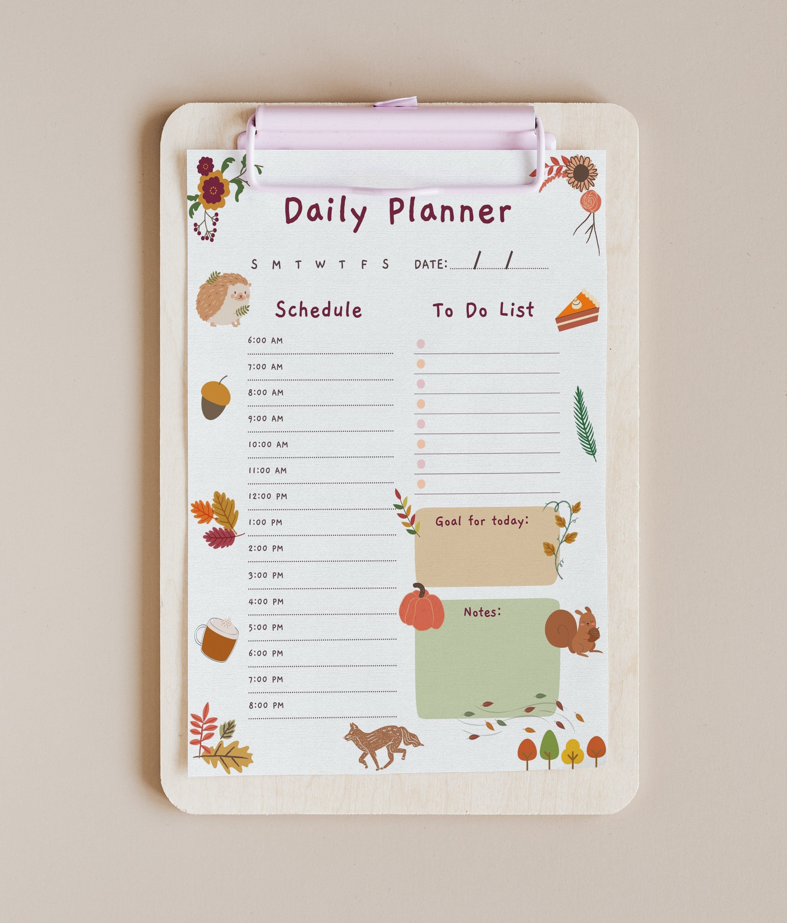 Simple Daily to Do List, Fall Themed, Instant Download PDF Planner ...