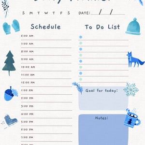 Simple Daily to Do List, Winter Themed, Instant Download PDF Planner ...