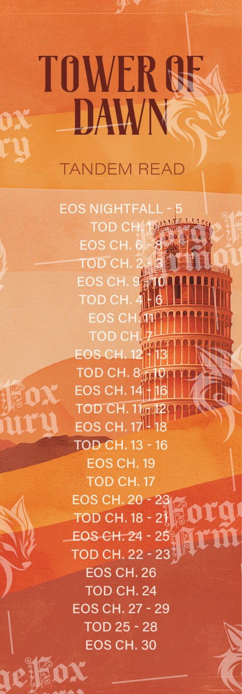 Throne of Glass Tandem Reading Guide Bookmarks Empire of Storms & Tower ...