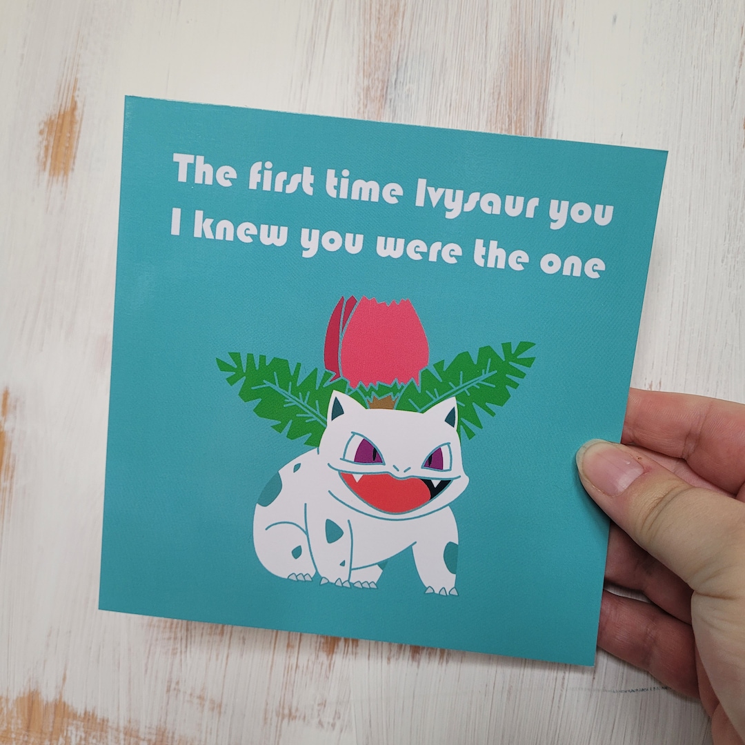 Pokemon Card, Valentines Card, Nerd Card, Ivysaur - Etsy