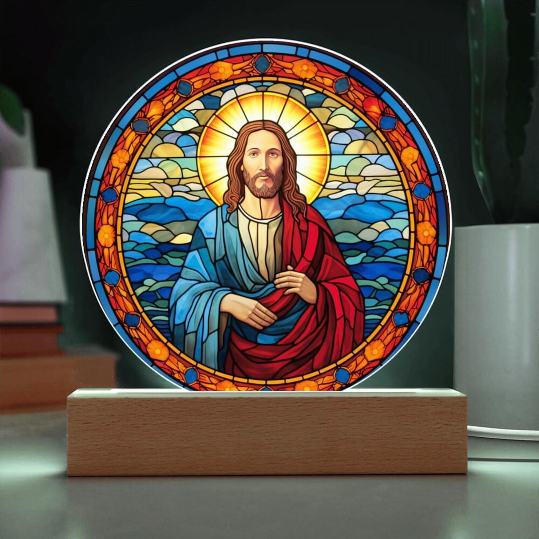 Jesus Modern Stained Glass Look Plaque, Catholicism, Christianity ...