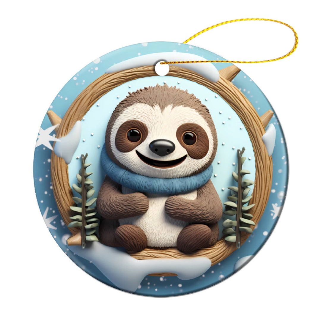 Sloth Ceramic Christmas Ornament - Etsy