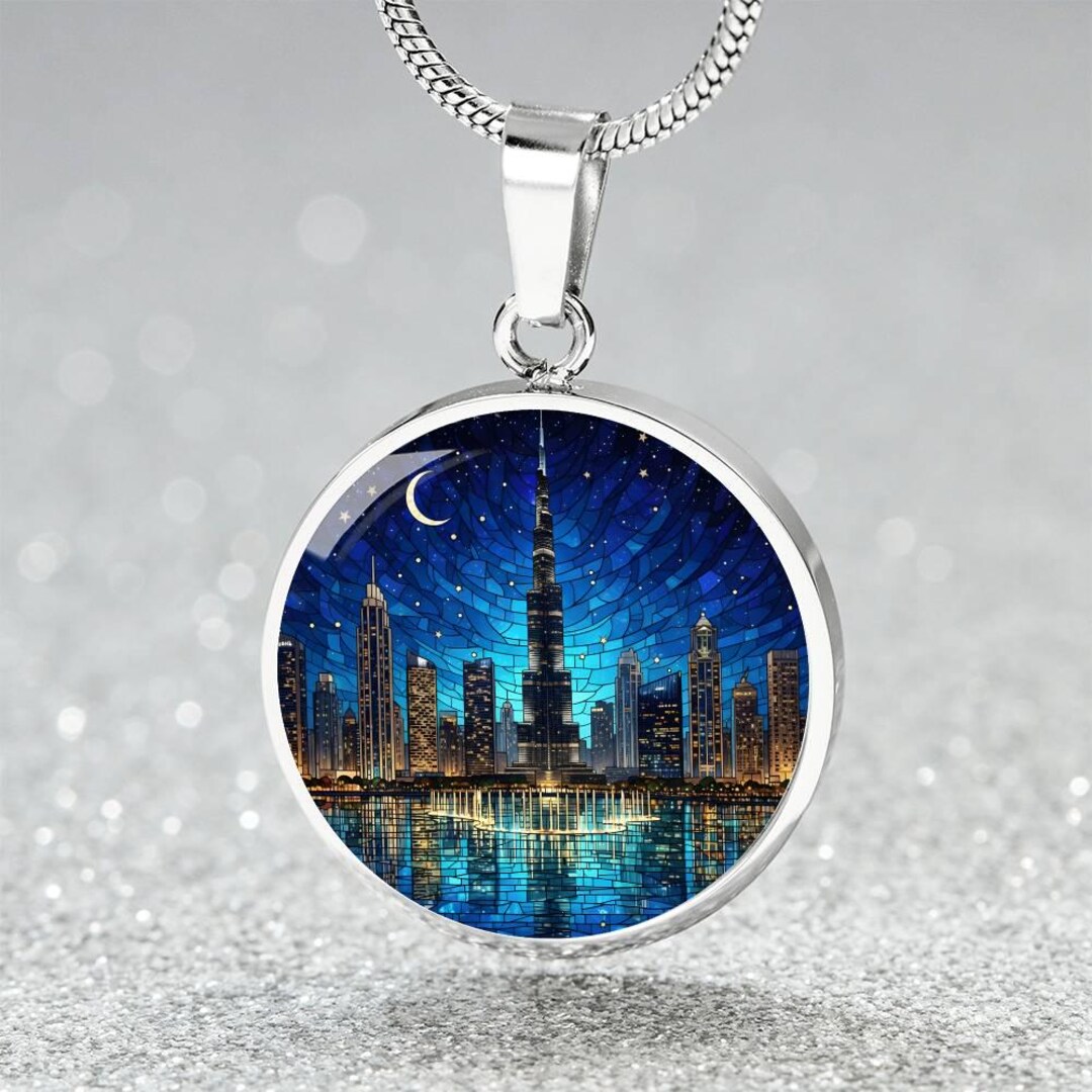 Burj Khalifa Dubai Necklace or Keychain, Stained Glass Style ...
