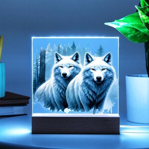 White Wolf Pack Plaque, Winter Wolf LED Light, LED Night Light, Gift ...