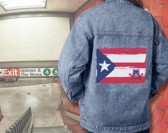 Puerto Rico Denim Jacket, Latina, Mama Jean Jacket, Tia, Boricua, Hija ...