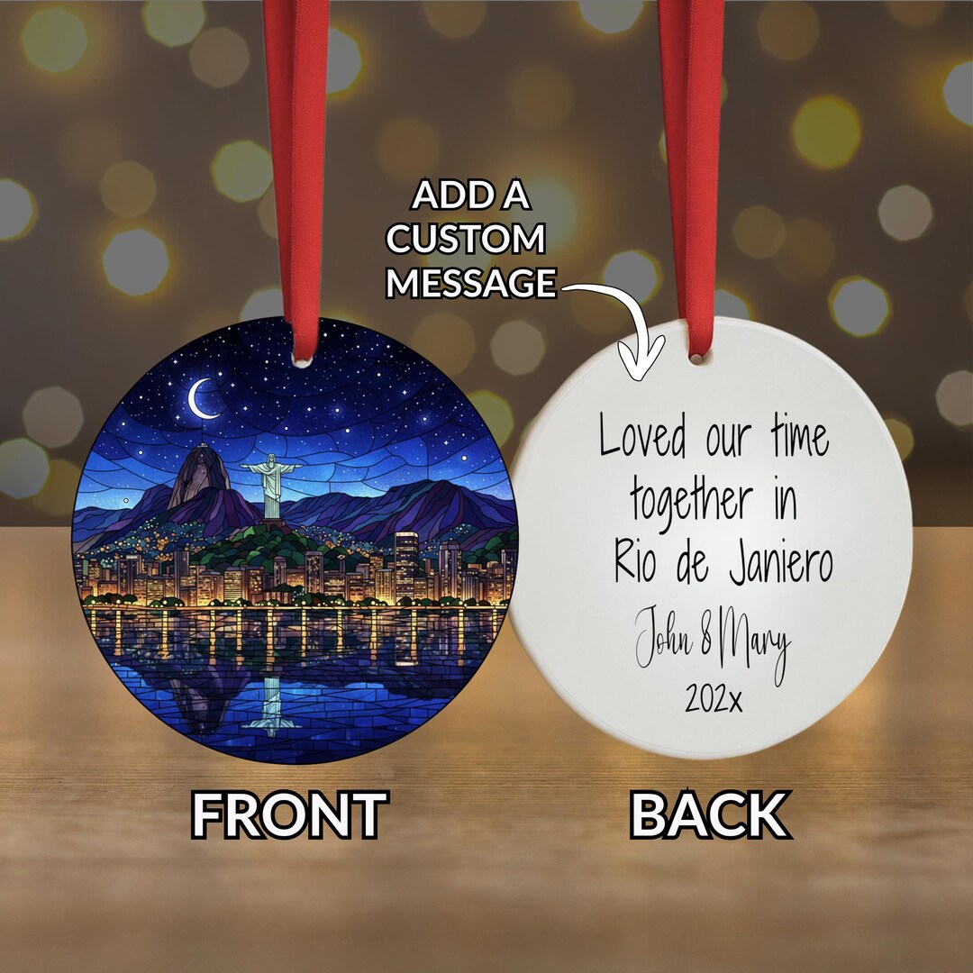Rio De Janeiro Christ the Redeemer Ornament or LED Plaque – Stained ...