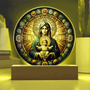 Orthodox Catholic Blessed Virgin Mary Stained Glass Style Plaque ...