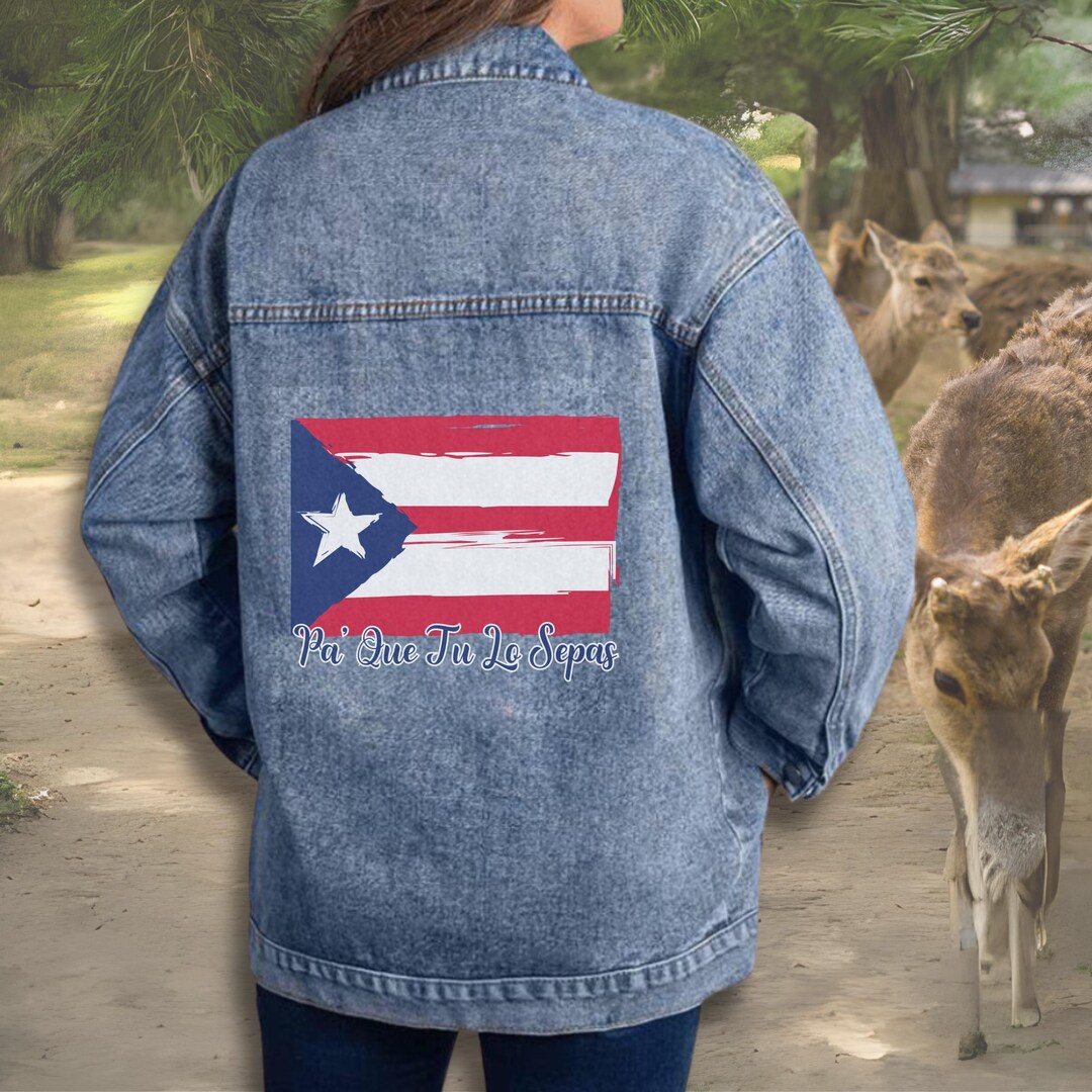 Custom Puerto Rico Flag Denim Jacket, Latina, Mama Jean Jacket, Tia ...