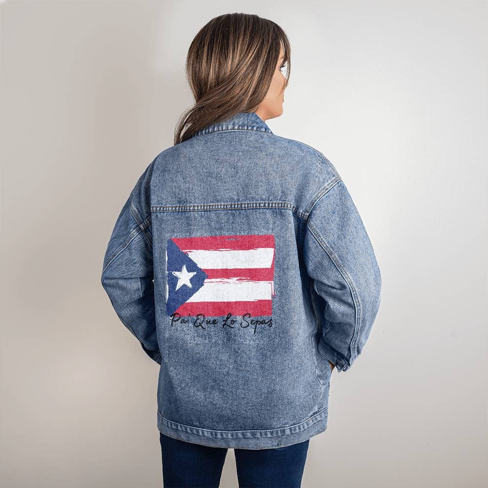 Custom Puerto Rico Flag Denim Jacket, Latina, Mama Jean Jacket, Tia ...