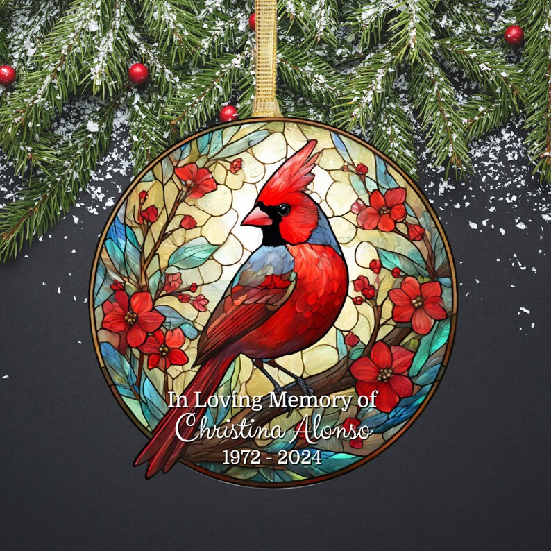 Cardinal Memorial Ornament, Sympathy Gift Loss of Father, Mother ...