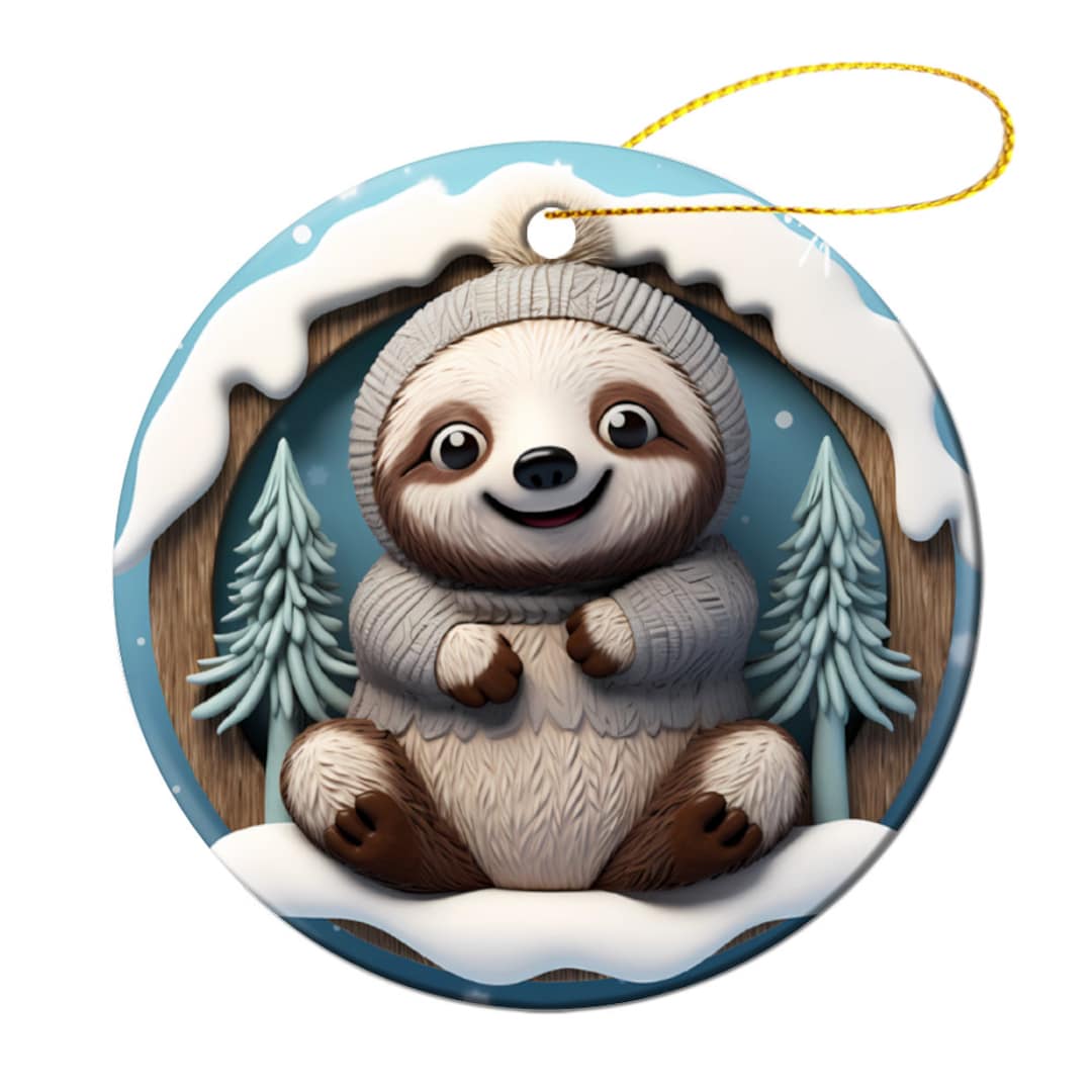 Sloth Ceramic Christmas Ornament - Etsy
