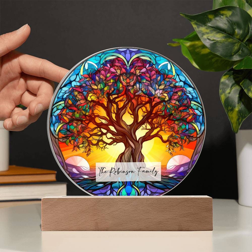 Stained Glass Style Tree of Life Plaque Stained Glass Pattern, Faux ...