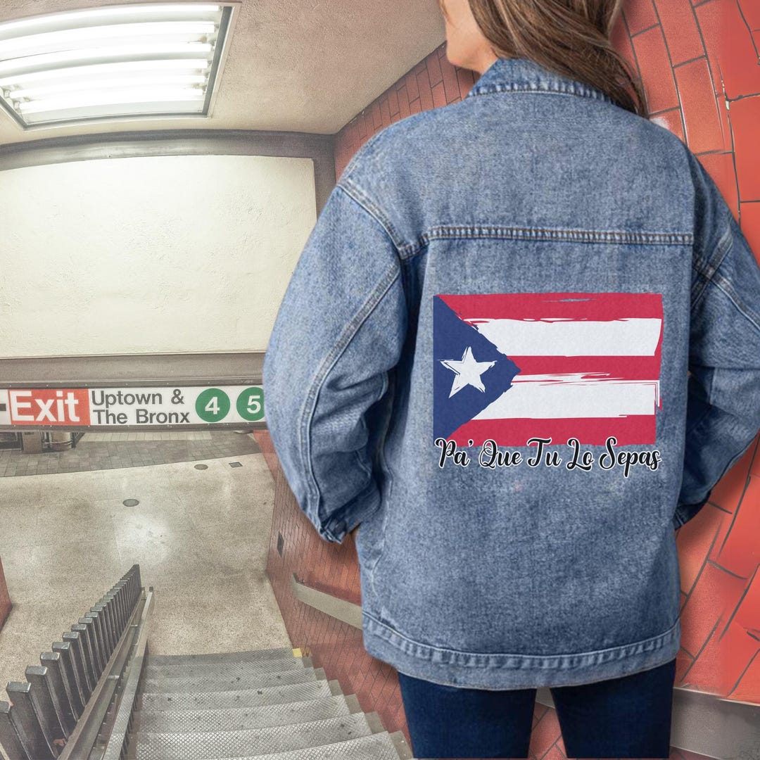 Custom Puerto Rico Flag Denim Jacket, Latina, Mama Jean Jacket, Tia ...
