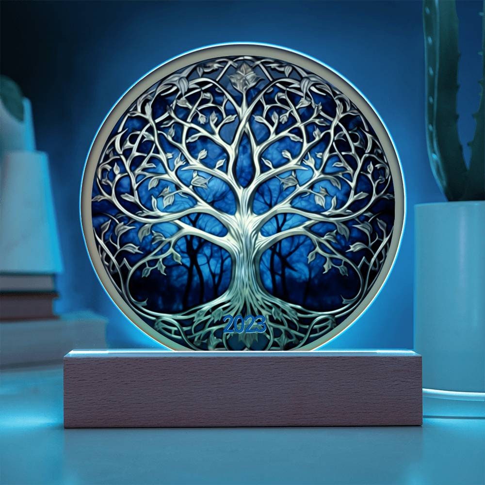 Stained Glass Style Tree of Life Plaque Stained Glass Pattern, Faux ...