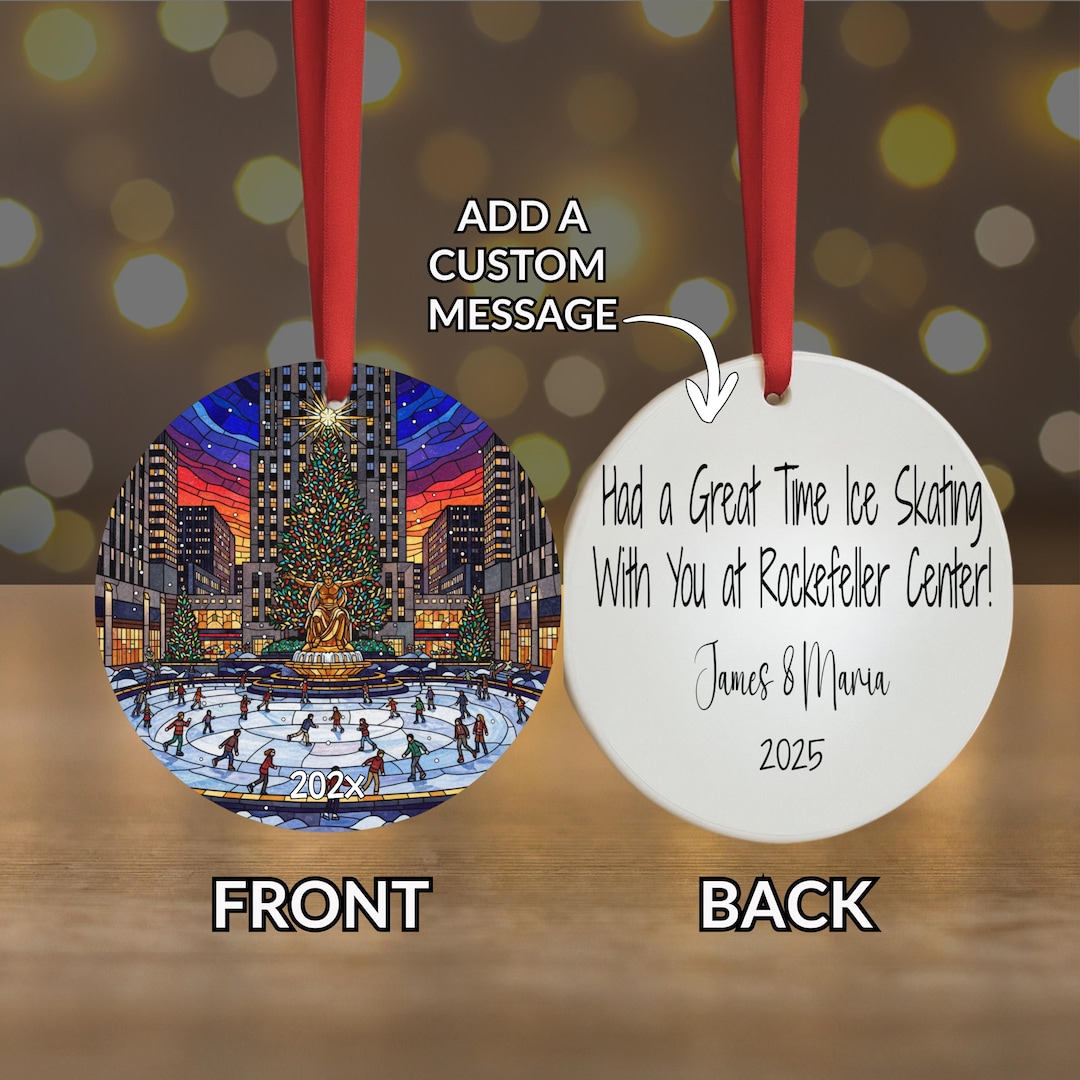 Rockefeller Center Ornament or LED Plaque, Stained Glass Style New York ...