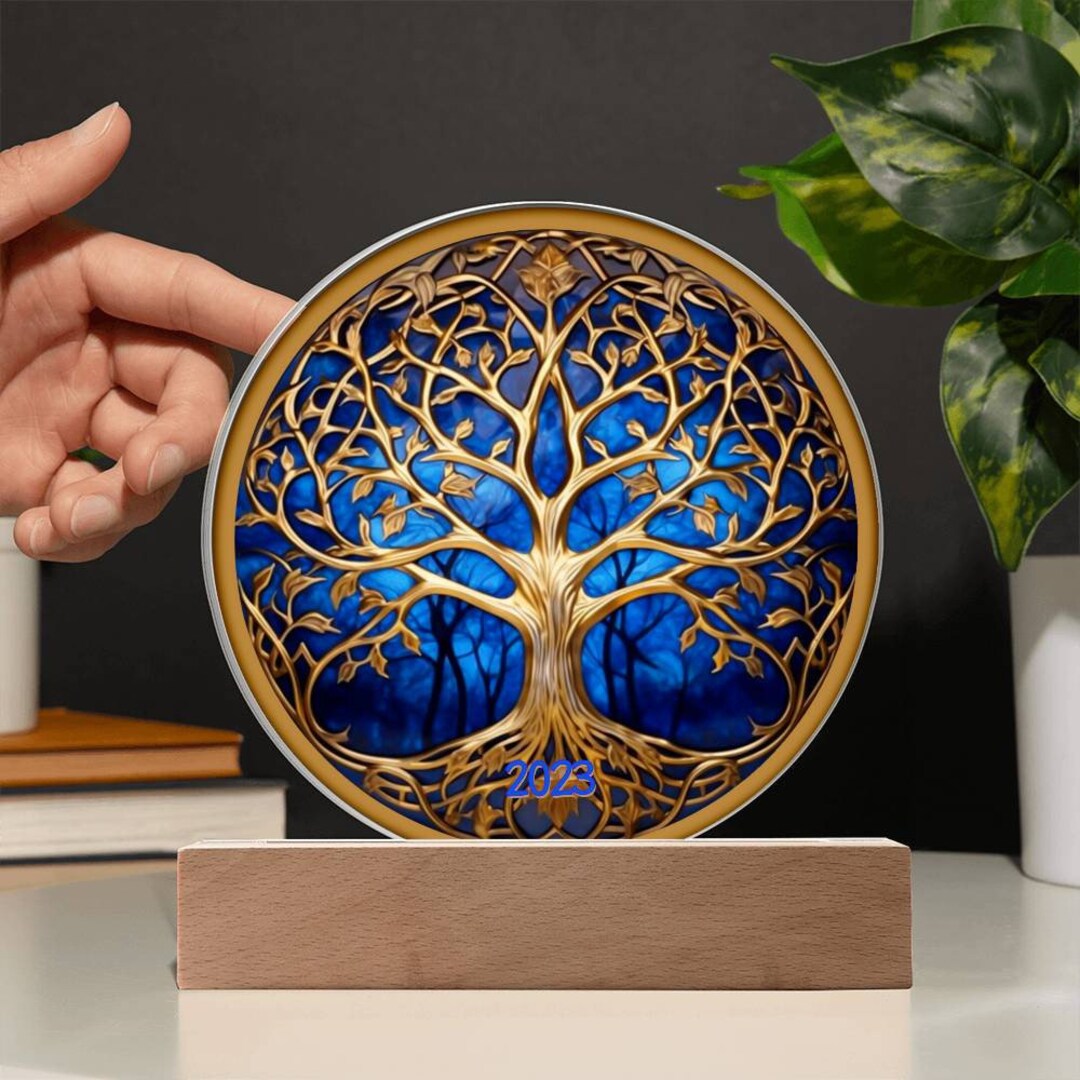 Stained Glass Style Tree of Life Plaque Stained Glass Pattern, Faux ...