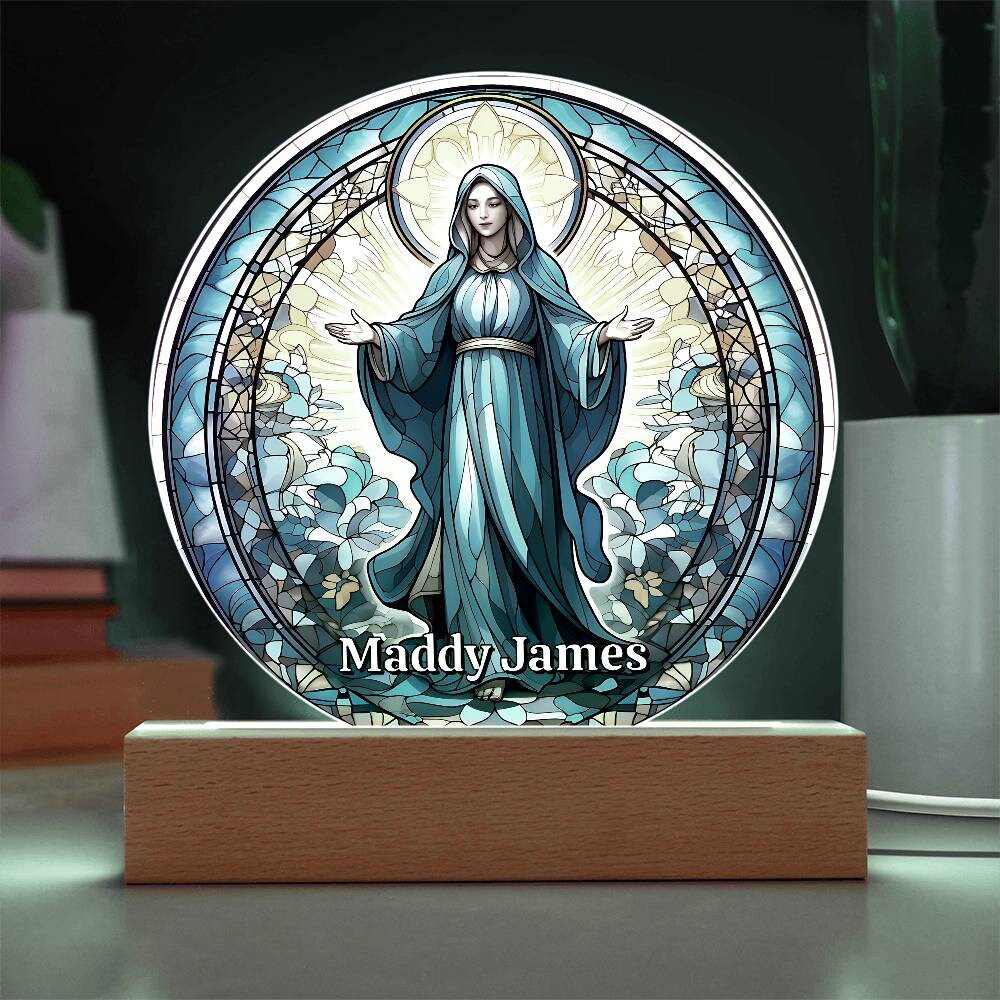 Personalized Virgin Mary Art, Stained Glass Style, Orthodox Christian ...