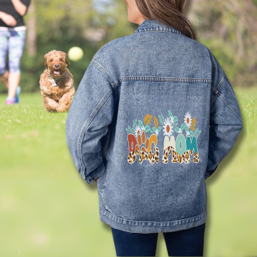 Custom Floral Dog Mom Denim Jacket, Pet Lovers Gift, Dog Lover,mama ...