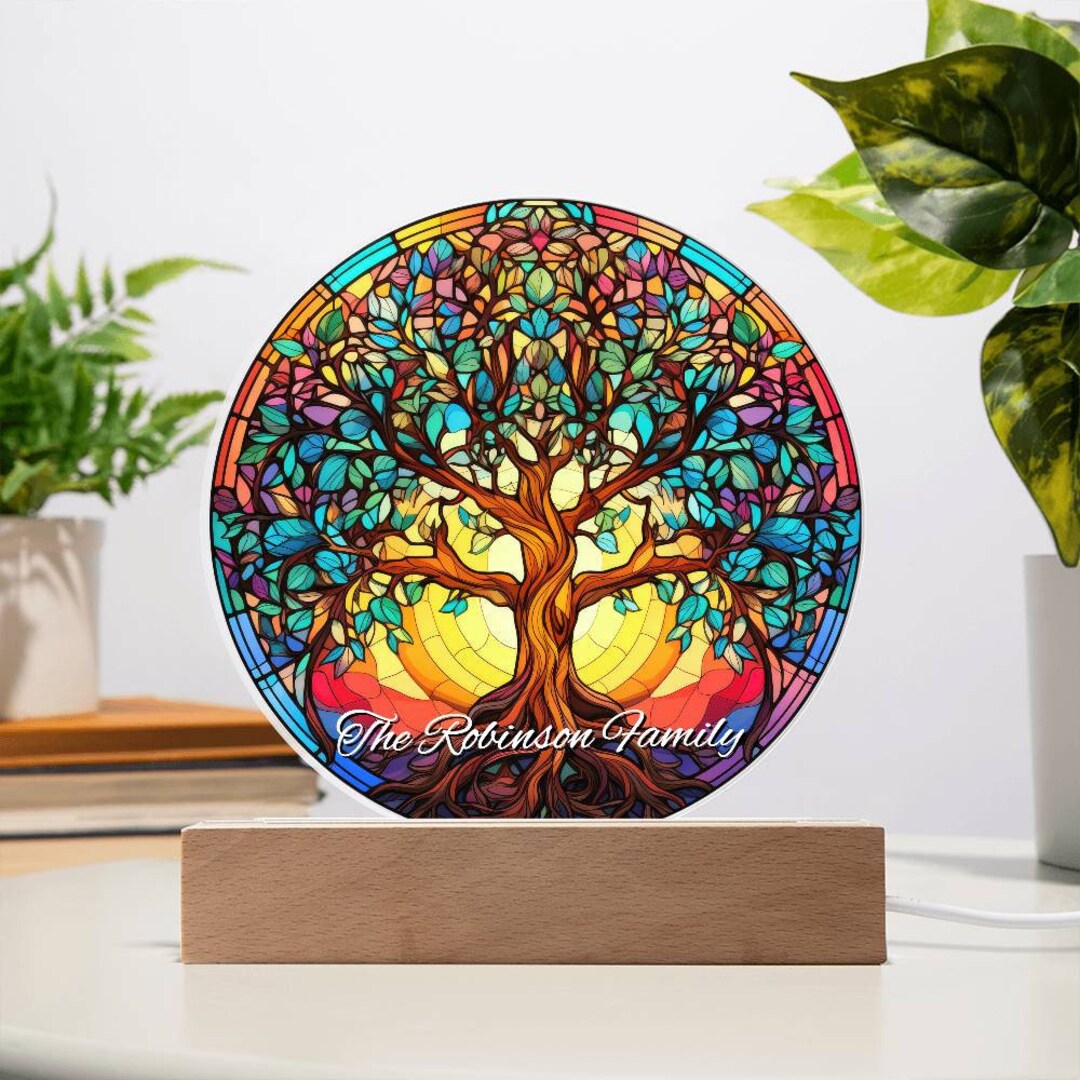 Stained Glass Style Tree of Life Plaque | Stained Glass Pattern, Faux ...