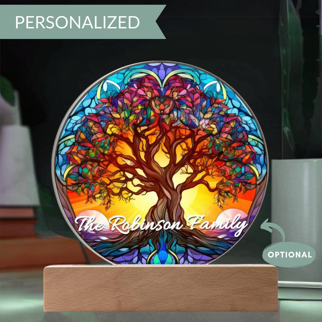 Stained Glass Style Tree of Life Plaque, Stained Glass Pattern, Faux ...