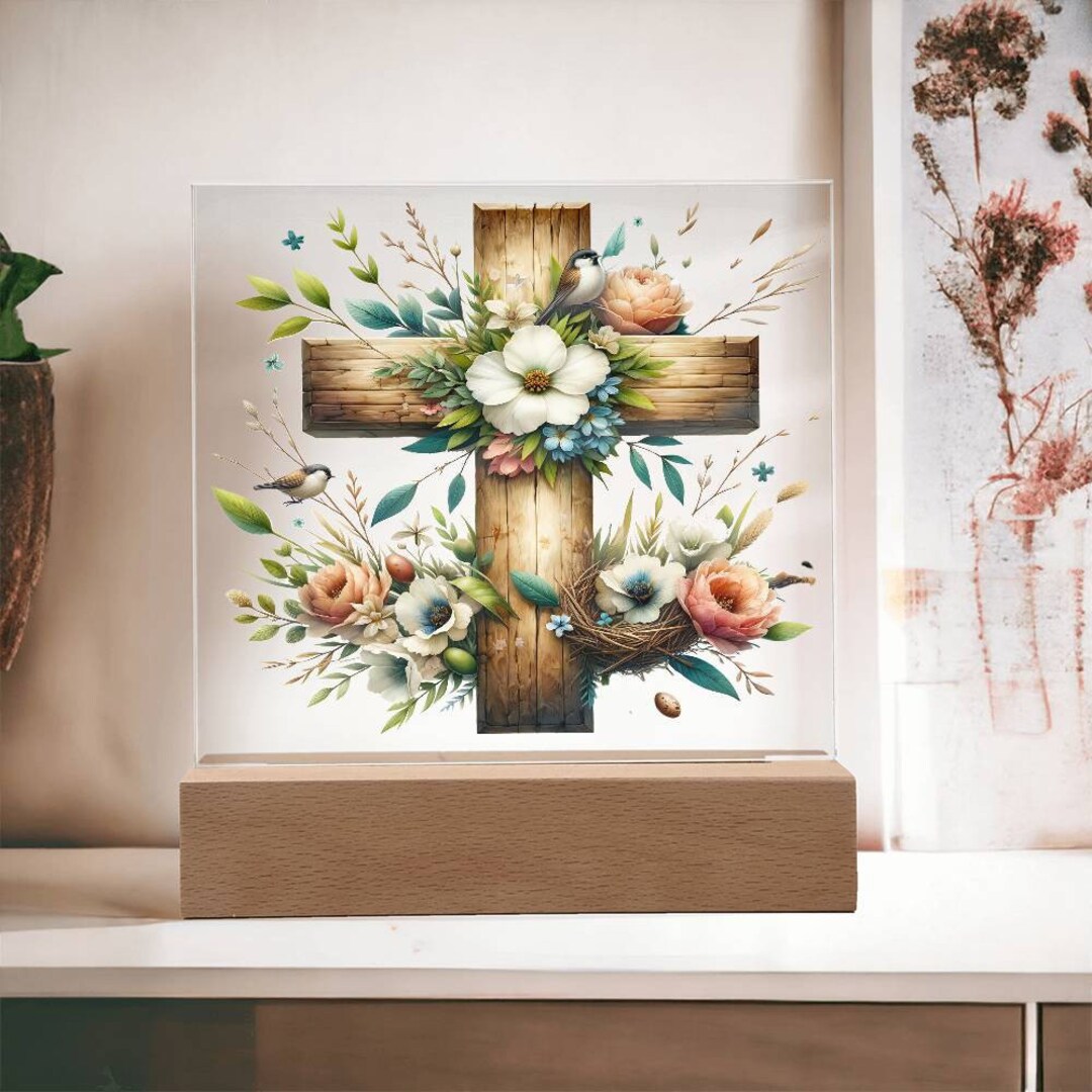 Floral Wooden Cross Plaque, Religious Gifts, Inspirational Gifts ...