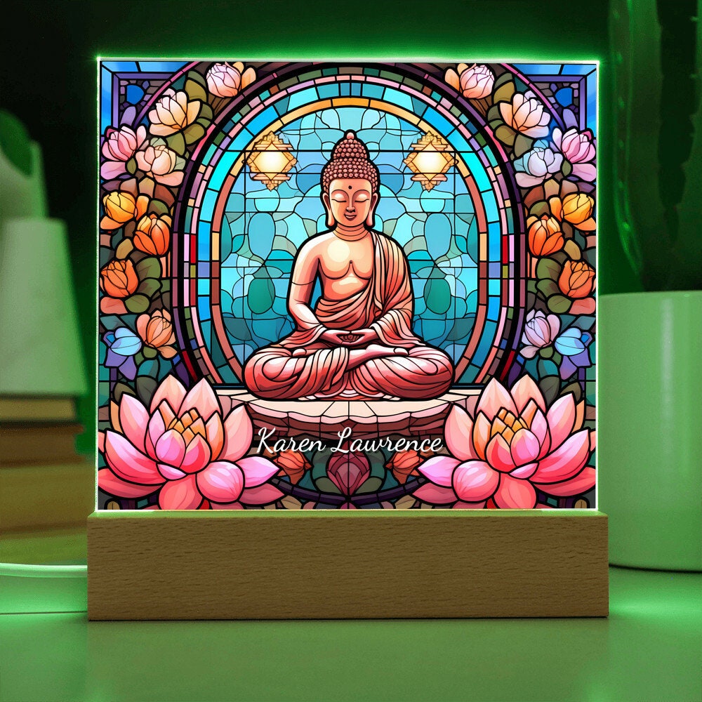 Buddha Stained Glass Style Plaque Buddha Statue, Buddha Wall Art ...