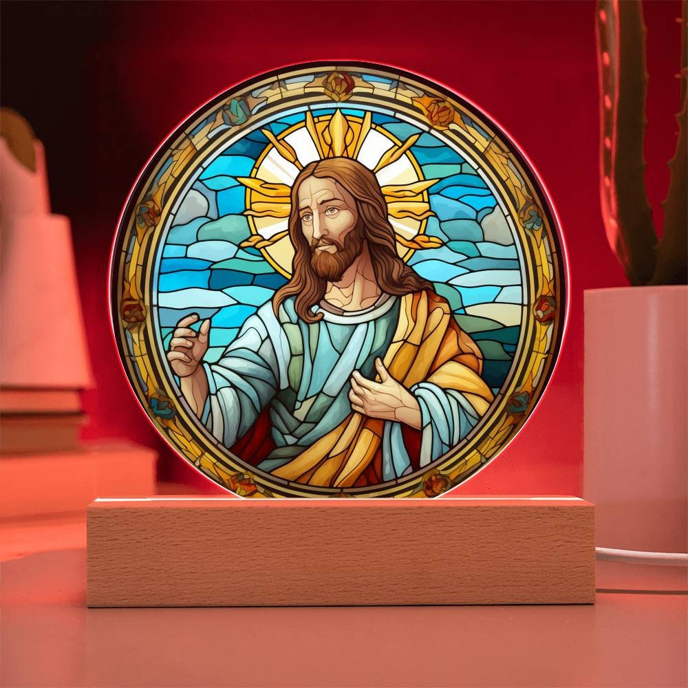 Jesus Stained Glass Catholic Plaque, Stained Glass Panel, Christian ...