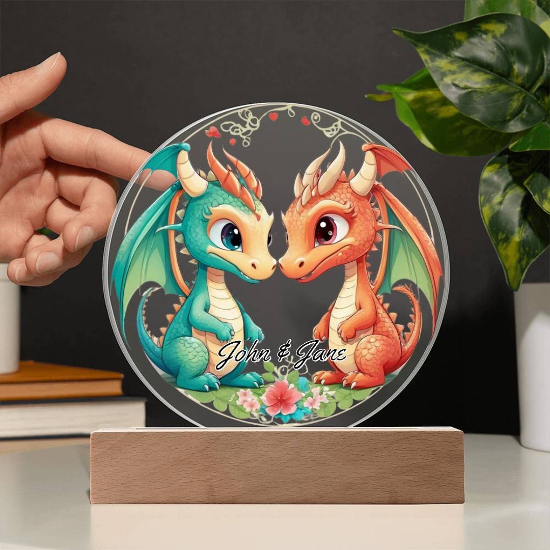 Dragon Love Night Light Plaque | Dnd Lover Gift, Valentines Day Gift ...