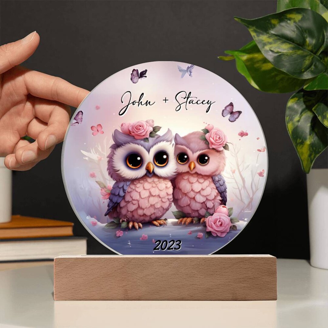 Owl Love Circle Acrylic Plaque | Gift for Her, Christmas Gift, Owl ...