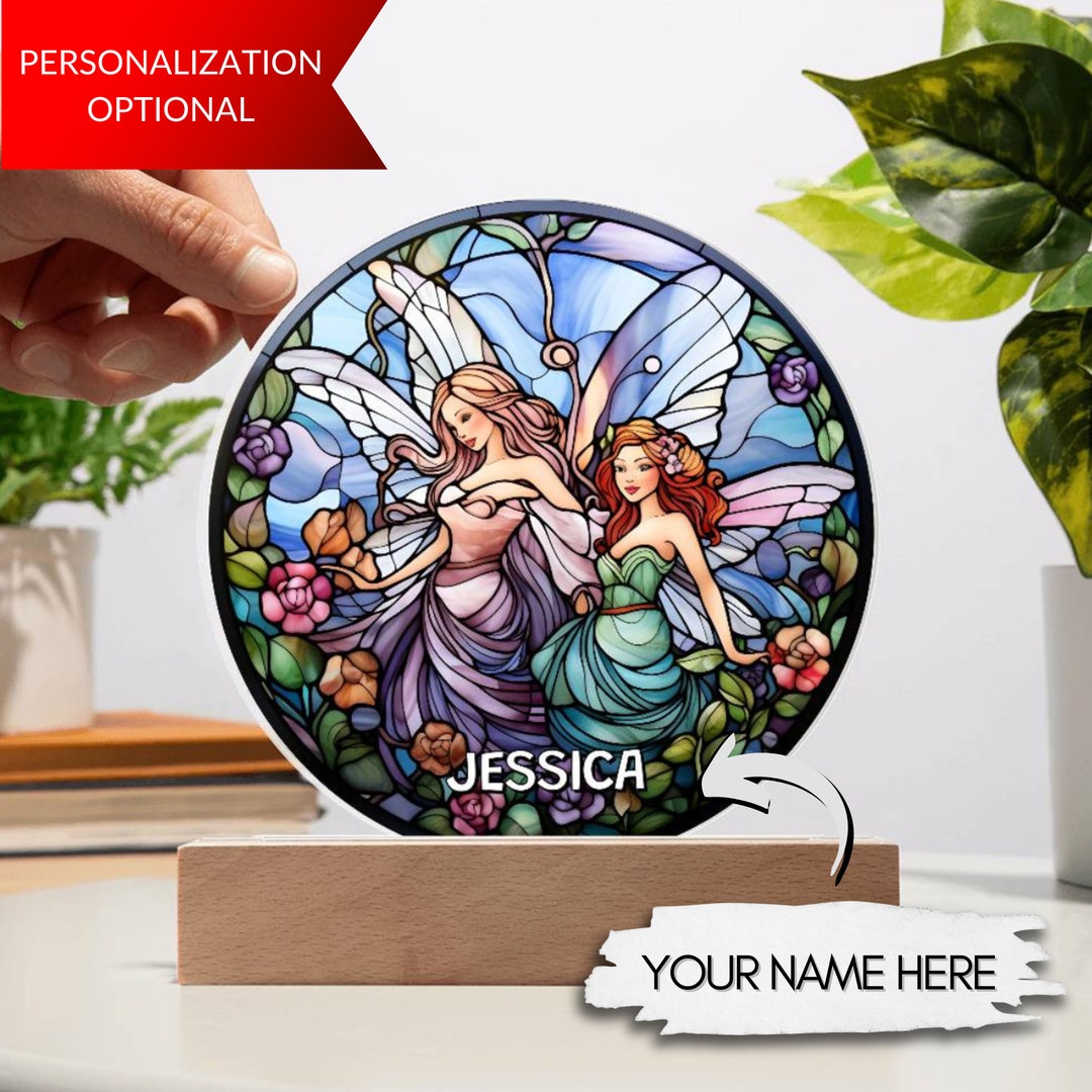 Personalized Fairies Stained Glass Nightlight | Gift for Her, Mythical ...