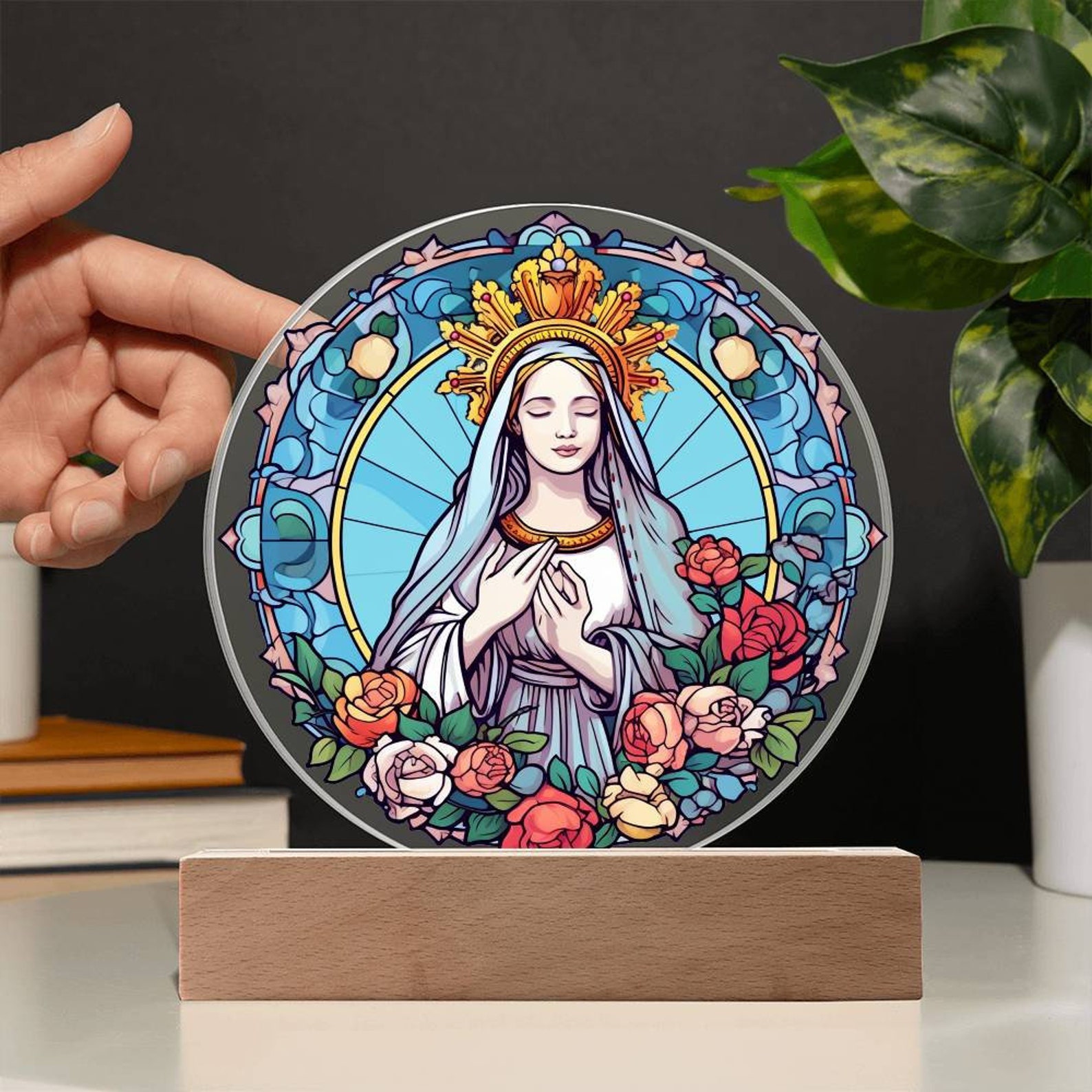 Orthodox Catholic Blessed Virgin Mary Stained Glass Style Plaque ...