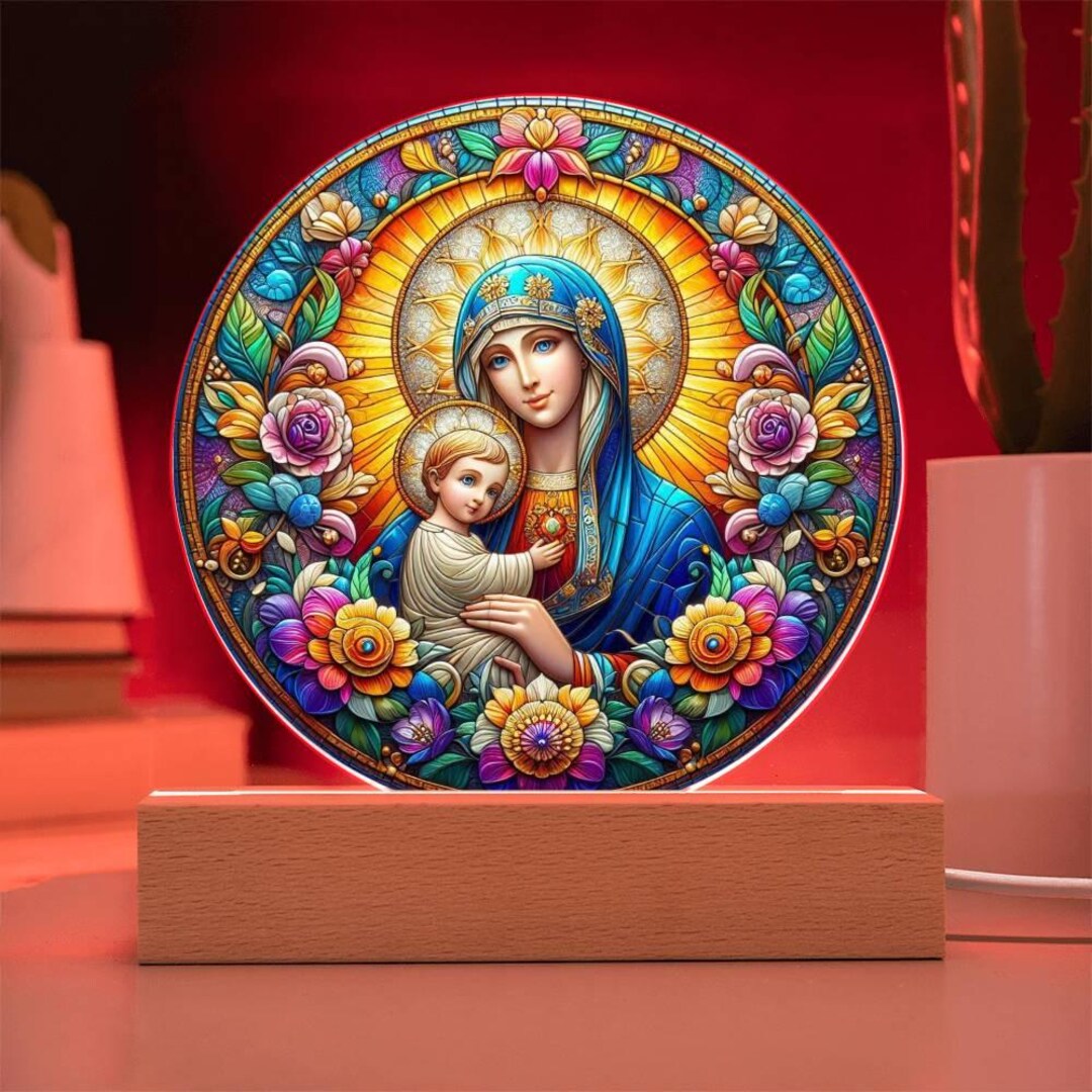 Orthodox Catholic Blessed Virgin Mary Stained Glass Style Plaque ...